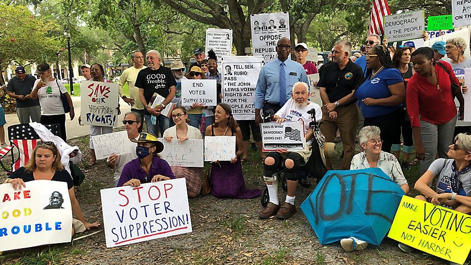 Democrats rally for voting rights bills in St Petersburg