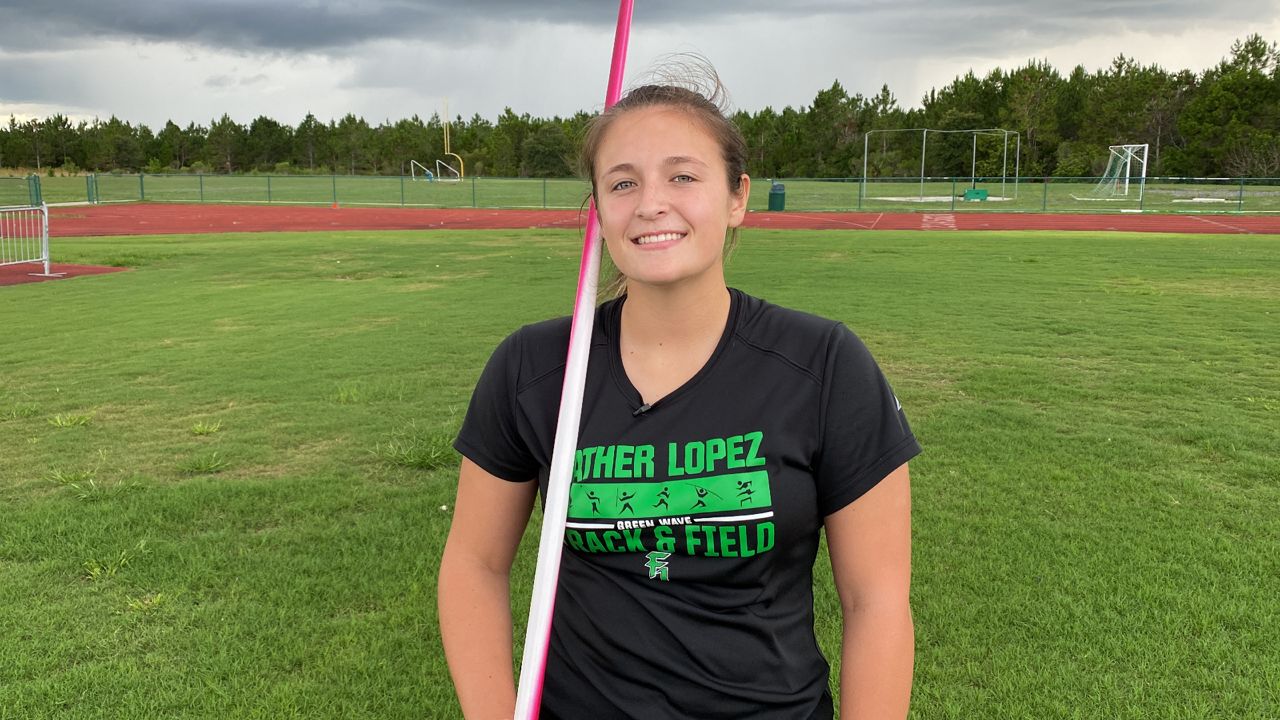 Hailey Bruce national champion in the javelin