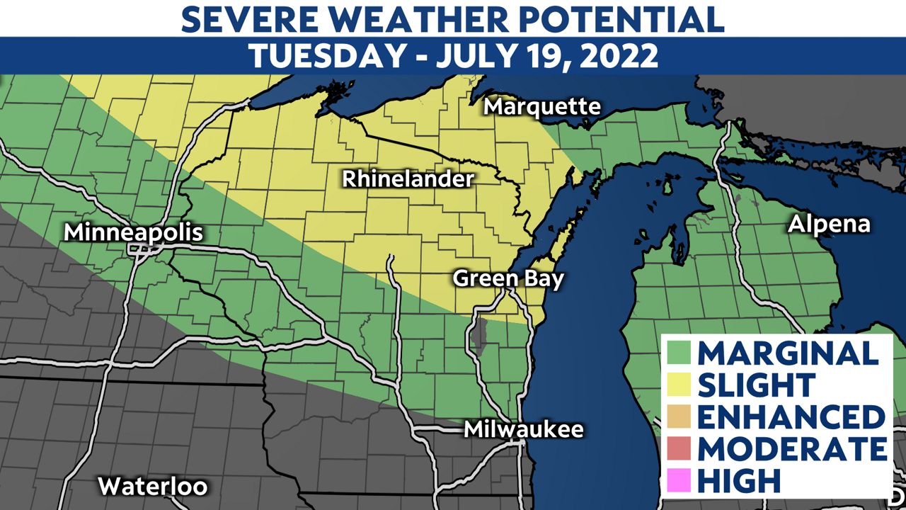 High heat today with strong storms for northern Wisconsin
