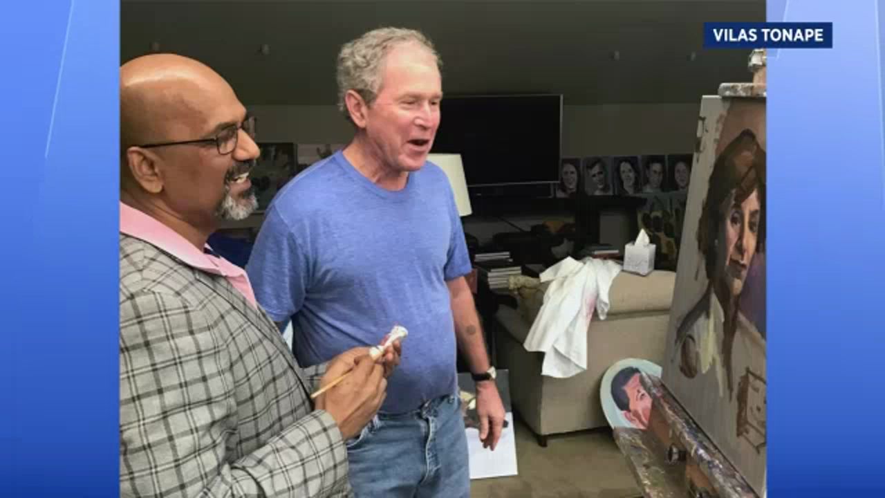 Painting lesson for former president