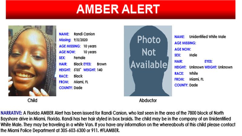 AMBER Alert Issued for 10-Year-Old Girl Last Seen in Miami