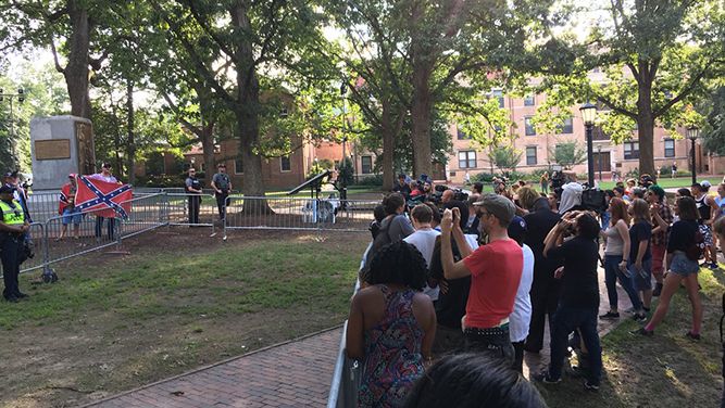 8 charged in protest over toppled Silent Sam statue