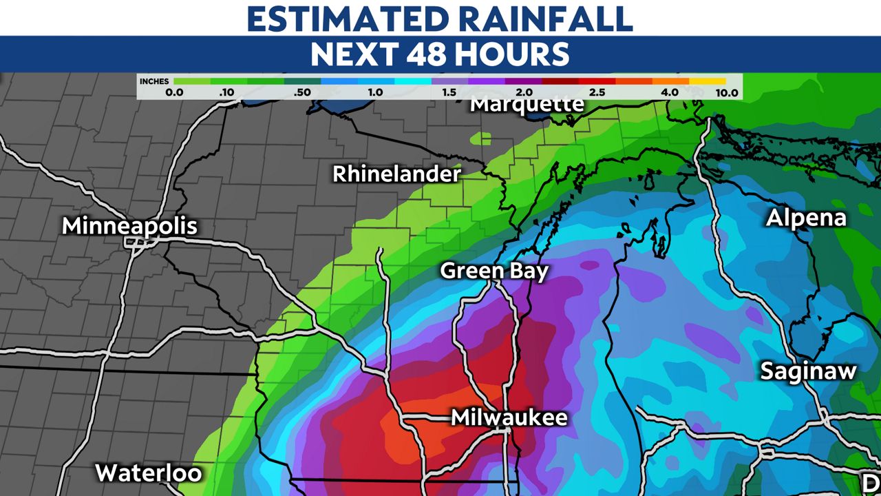 Heavy rain may lead to localized flooding through Monday