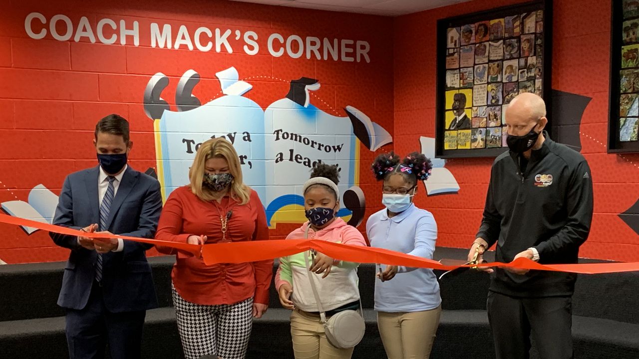 Byck Elementary gets a Coach Mack's Corner in its library