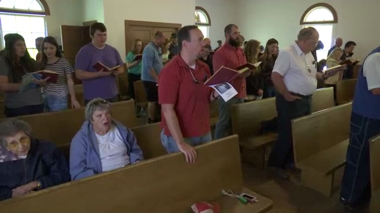 Parishioners attend church services at state fair
