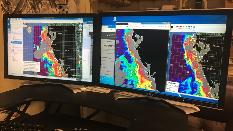 Satellite images show current size of red tide bloom