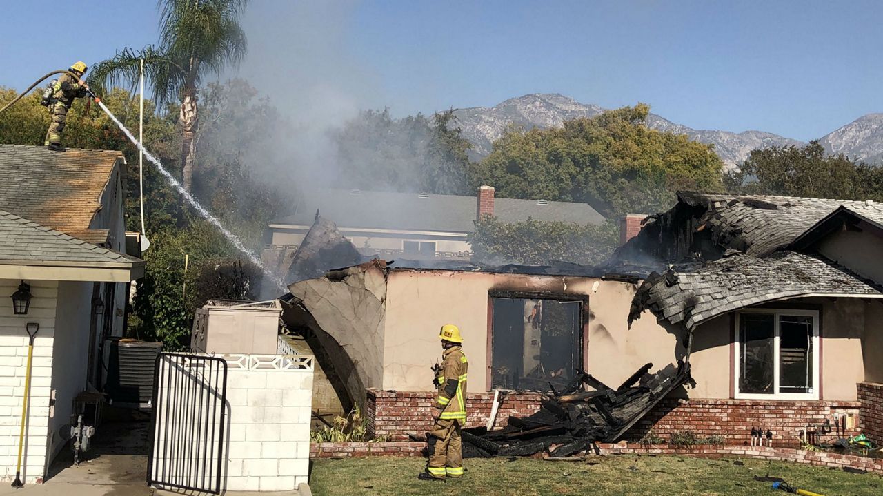 Plane Crash Through Roof of Upland Home, Sparks Fire