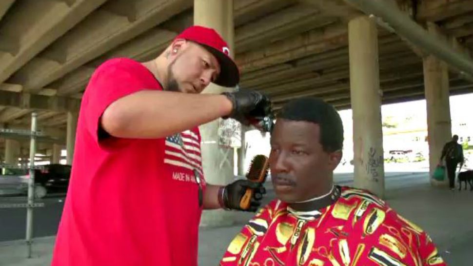 Local barber gives free haircuts for the homeless