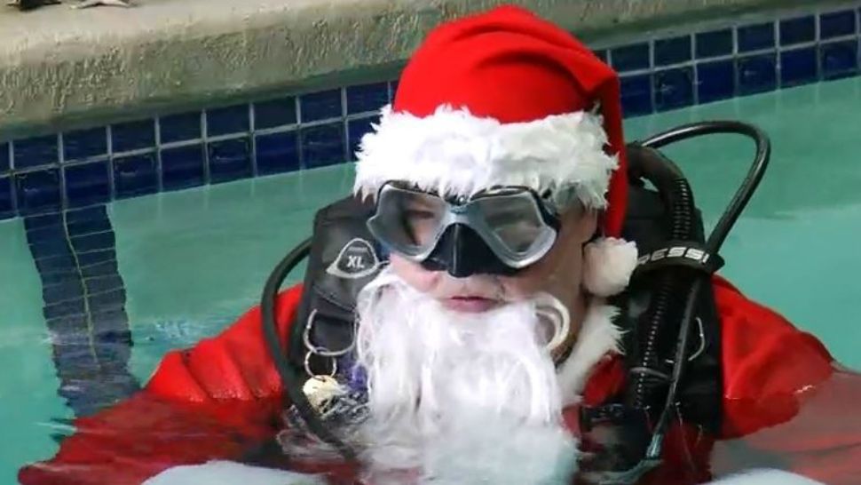 Underwater photo shoot held with Santa Claus