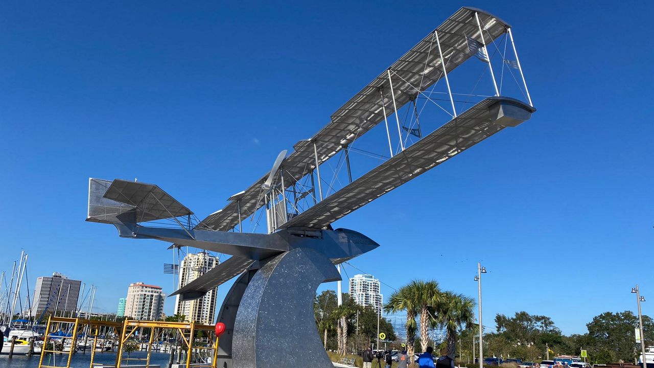 New Sculpture on Display on St. Pete Pier Honoring First Commercial Flight