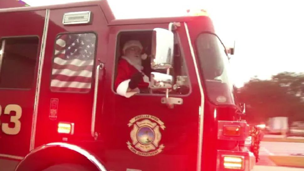 Santa Joins Pinellas Park Fire Department Helps Families in Need