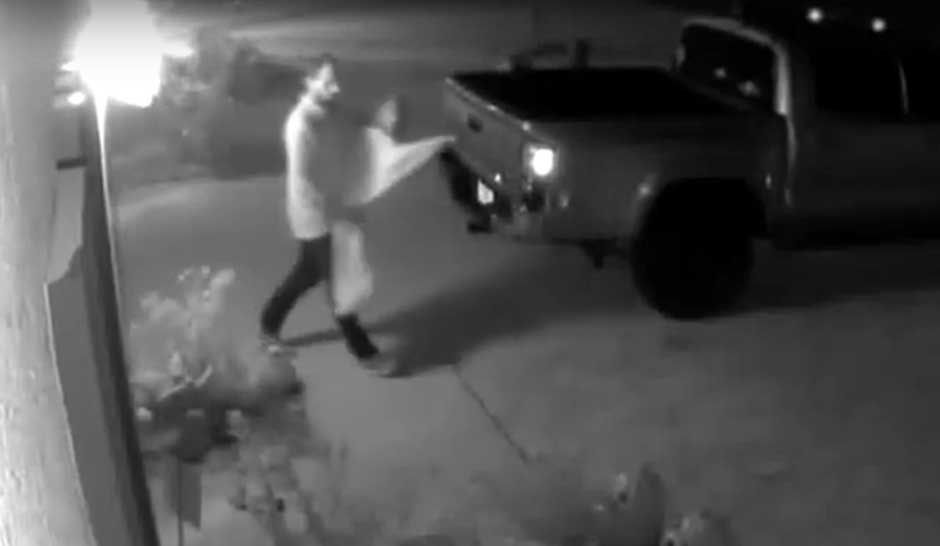 Surveillance Footage Shows Man Stealing Halloween Decorations