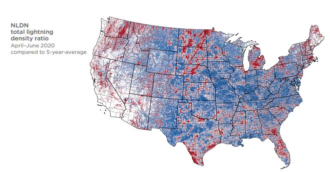 2020 Lightning Report, Much of the Nation Below Average