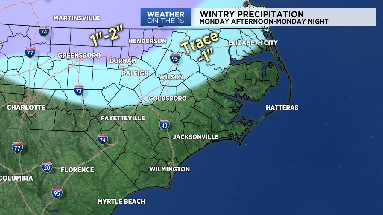 Starting the new week with a little wintry weather