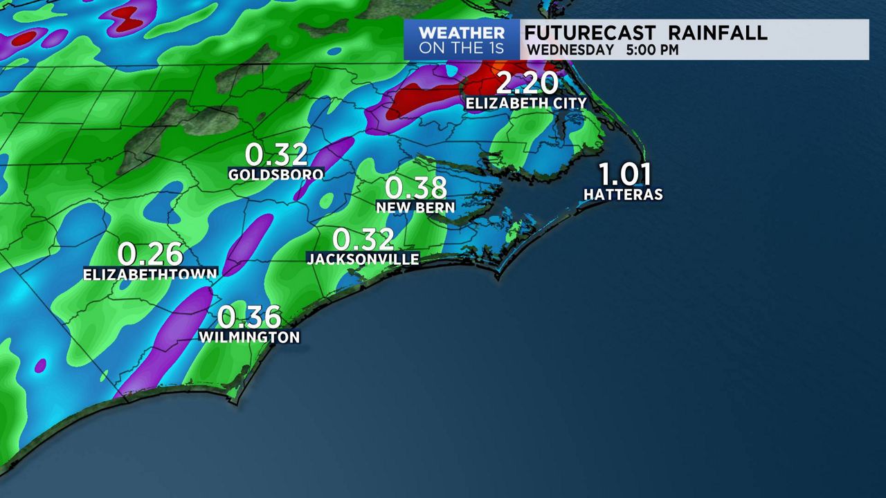 A better chance of showers in the mid week forecast
