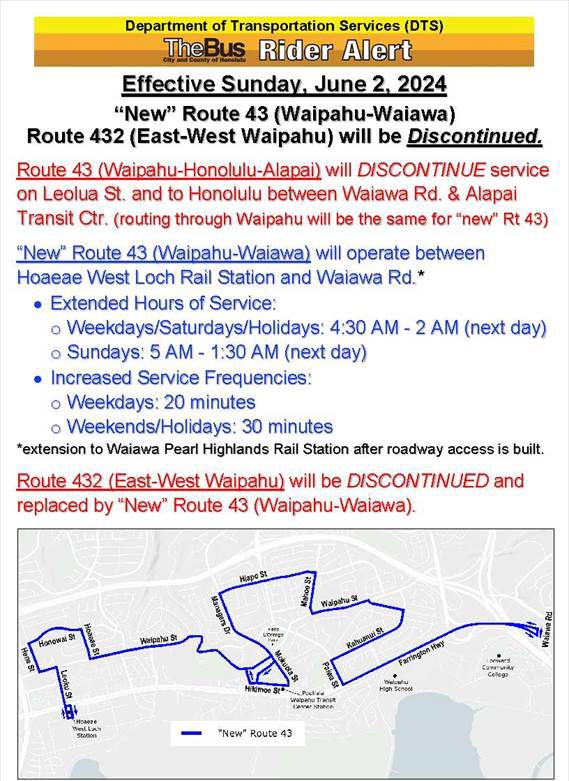 City announces TheBus modifications starting June 2