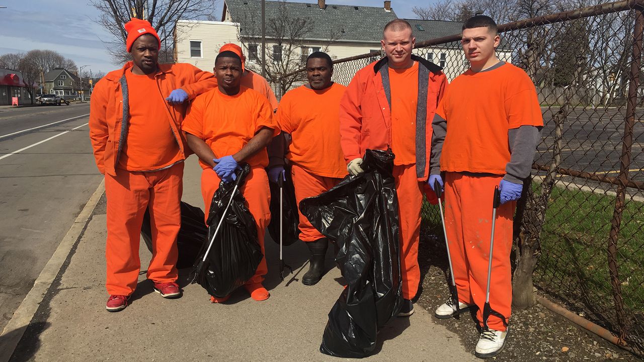 Inmates Bust Out Rakes and Bags for Spring Cleaning