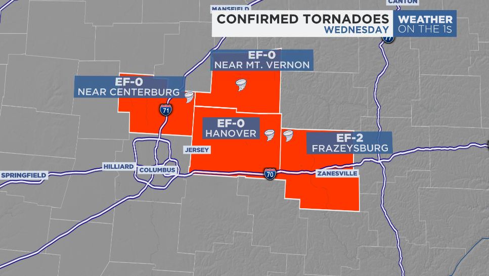 NWS confirms 4 tornadoes Wednesday night