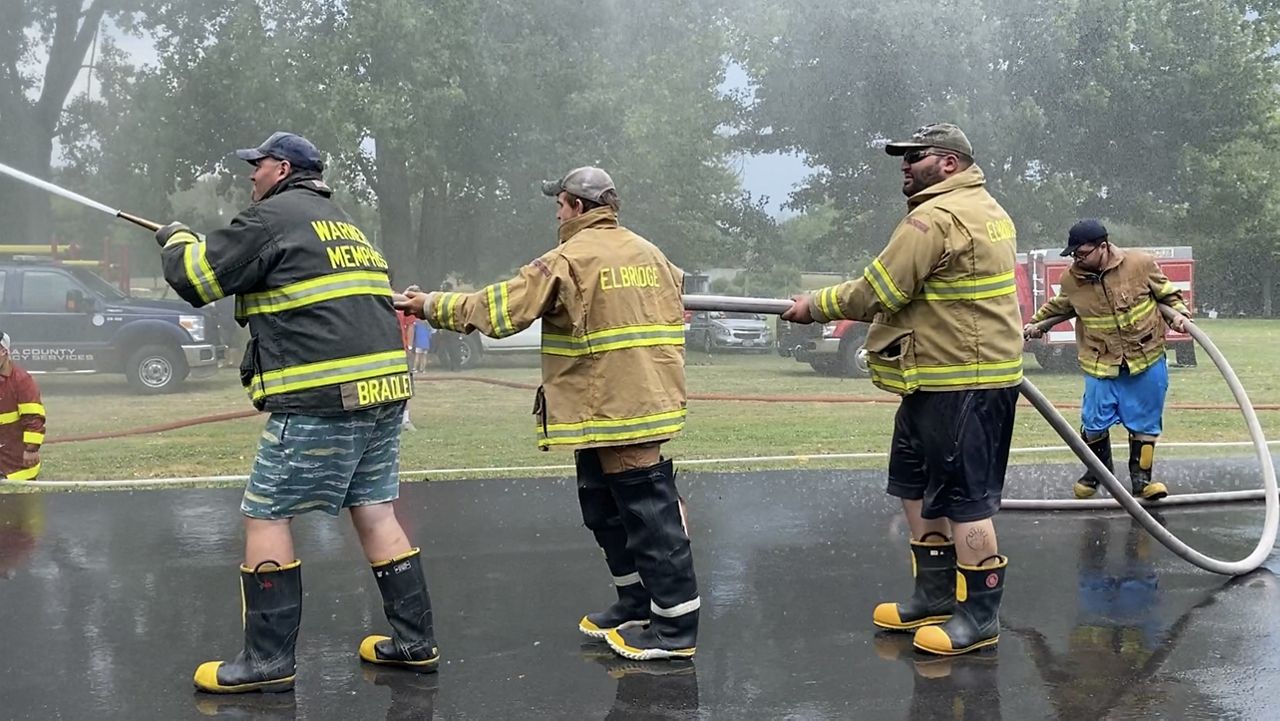 Firefighter games take place at Party in the Park