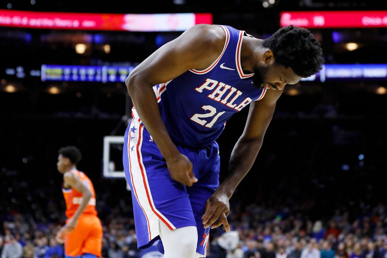 76ers center Joel Embiid out with torn ligament in left hand