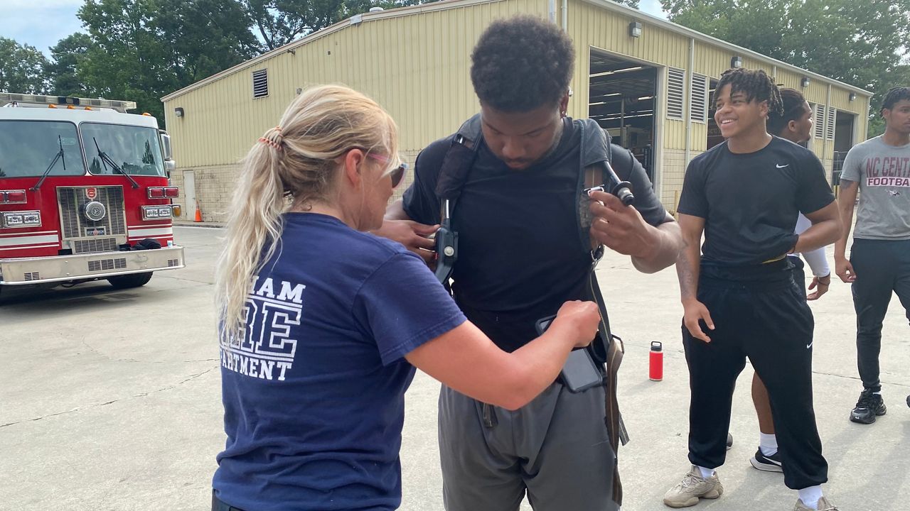 Durham firefighters train NCCU athletes to beat the heat