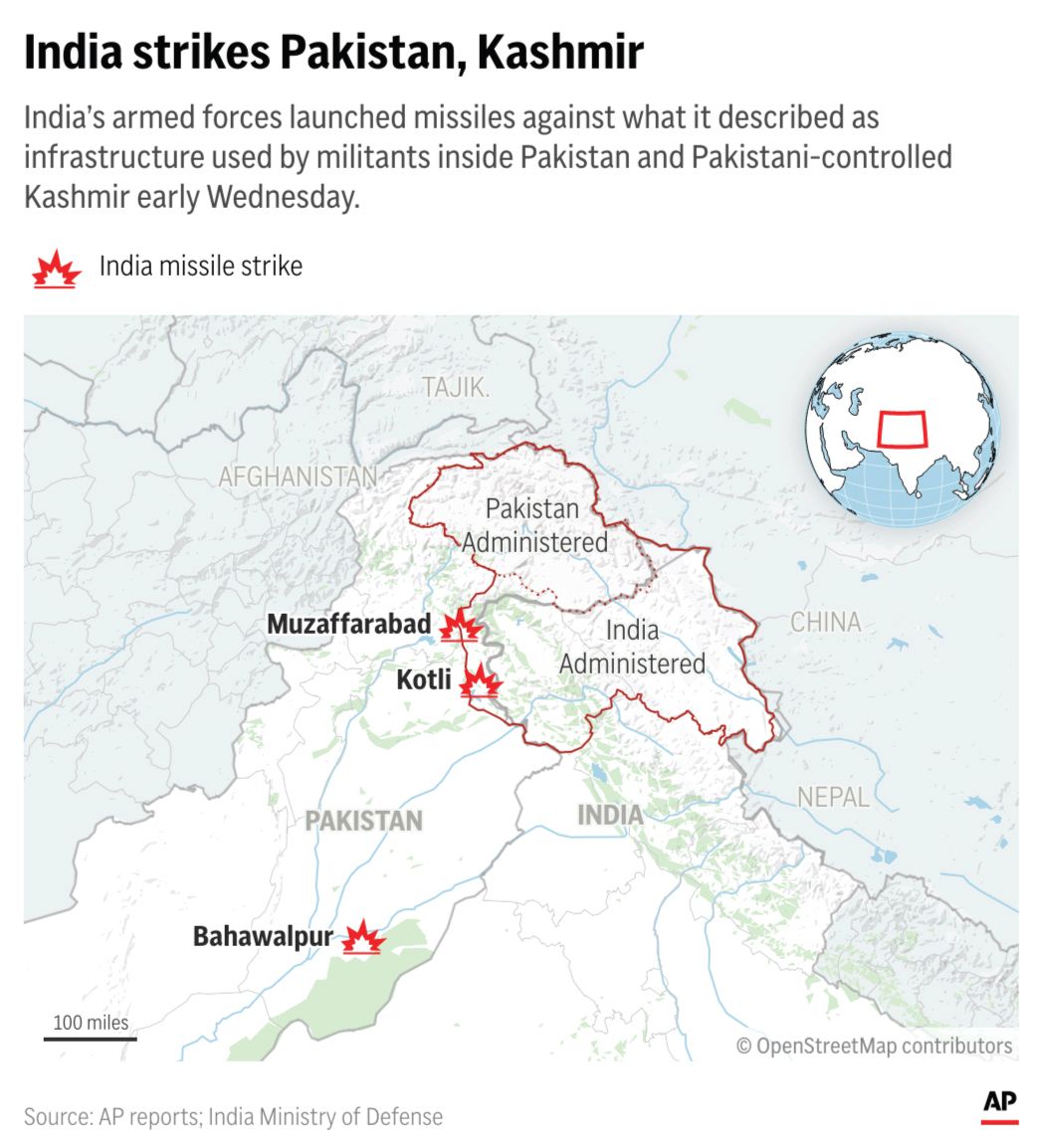 India strikes on Pakistan territory, Kashmir kills 8