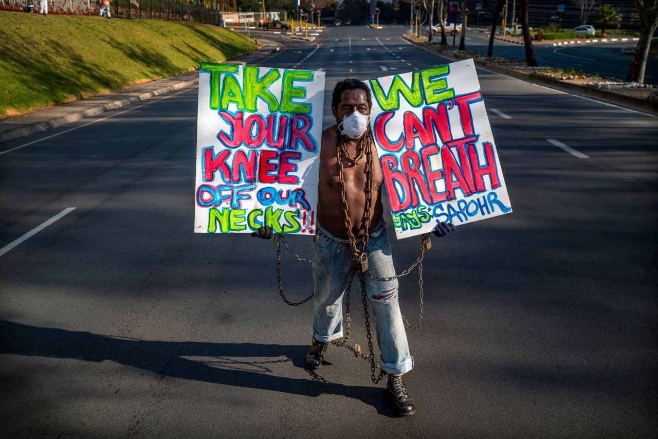 South African opposition leader protests brutality in US, SA