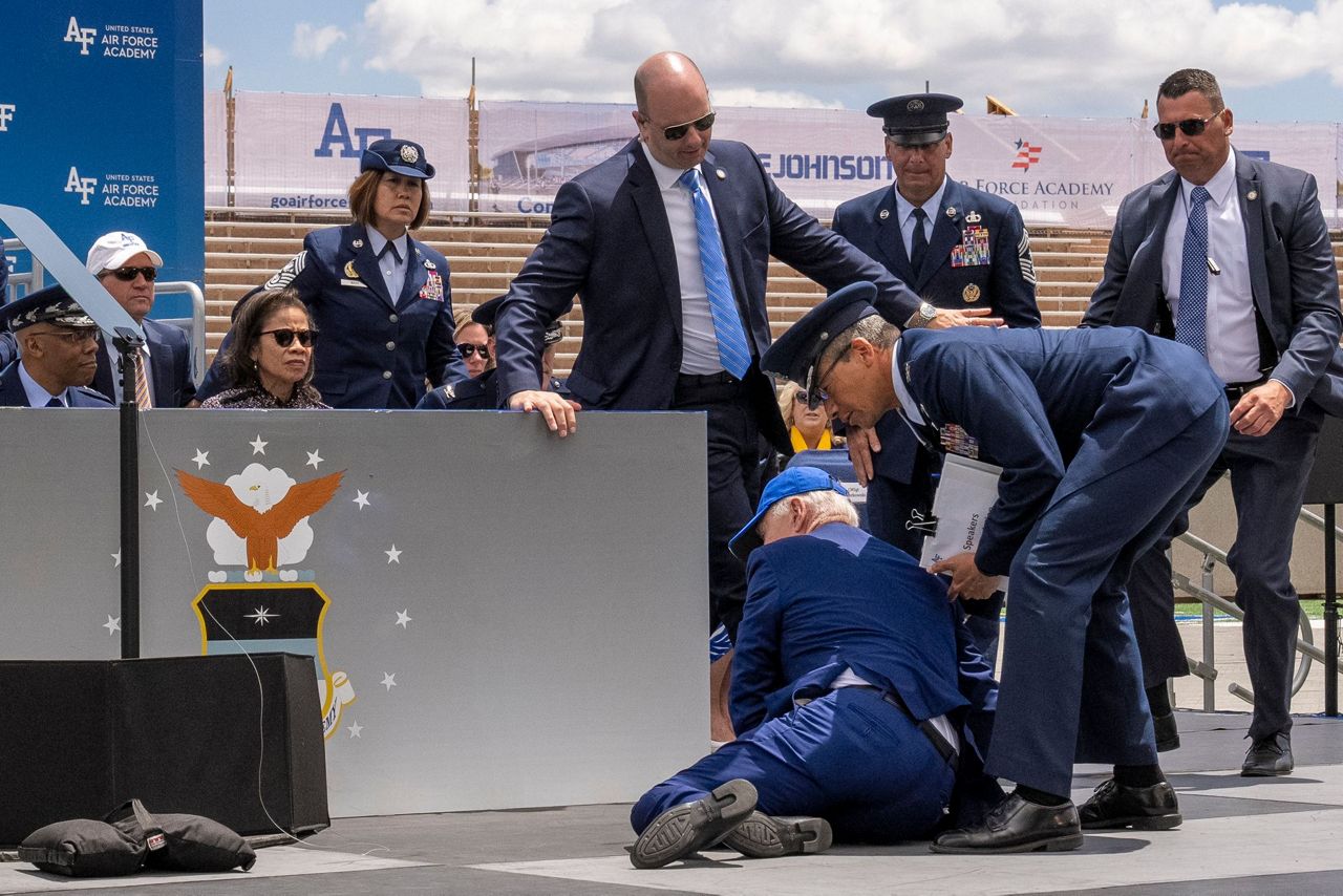 White House says Biden is 'fine' after he tripped and fell on stage at Air Force graduation