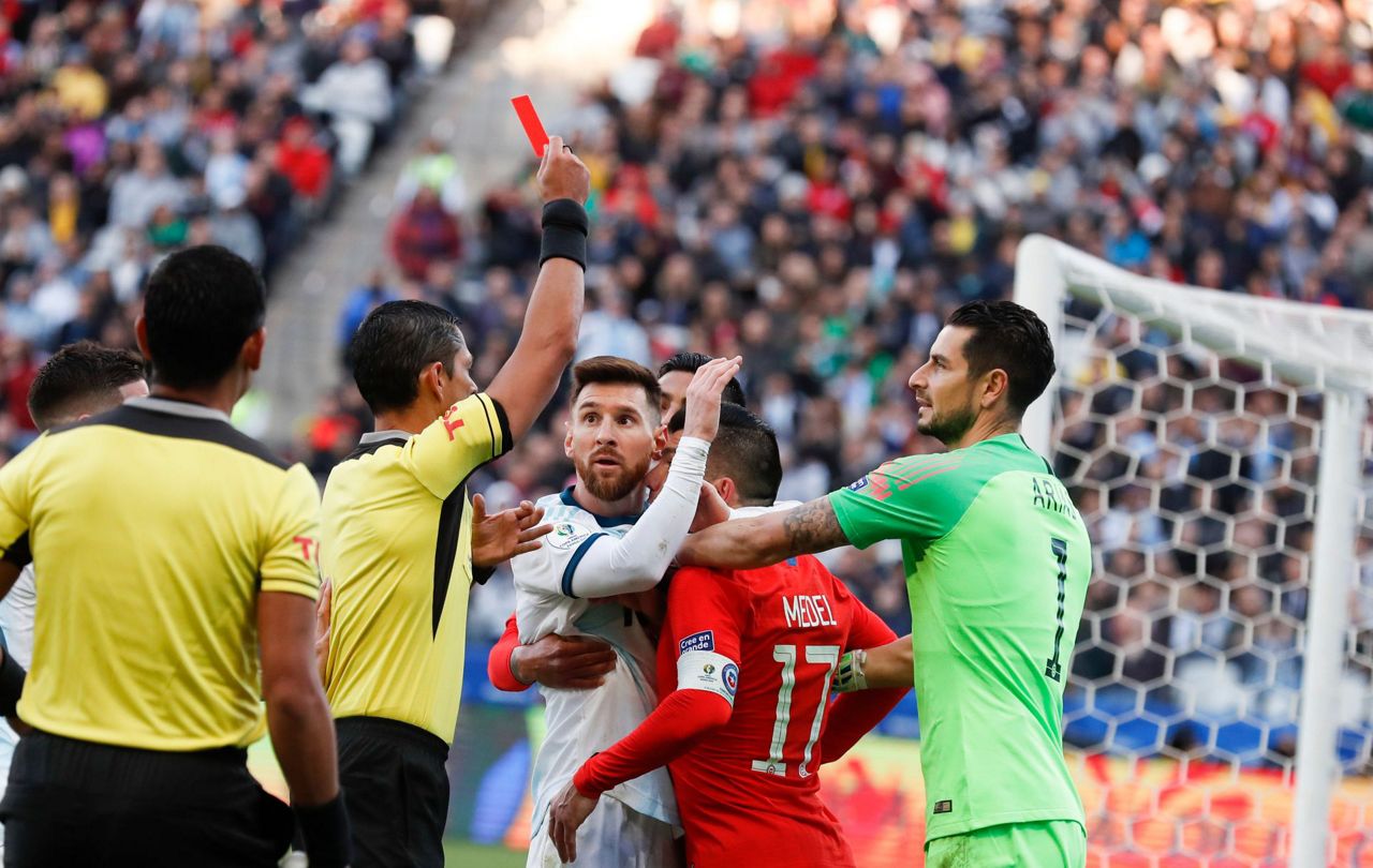 Messi sent off in tense 3rd-place game at Copa América
