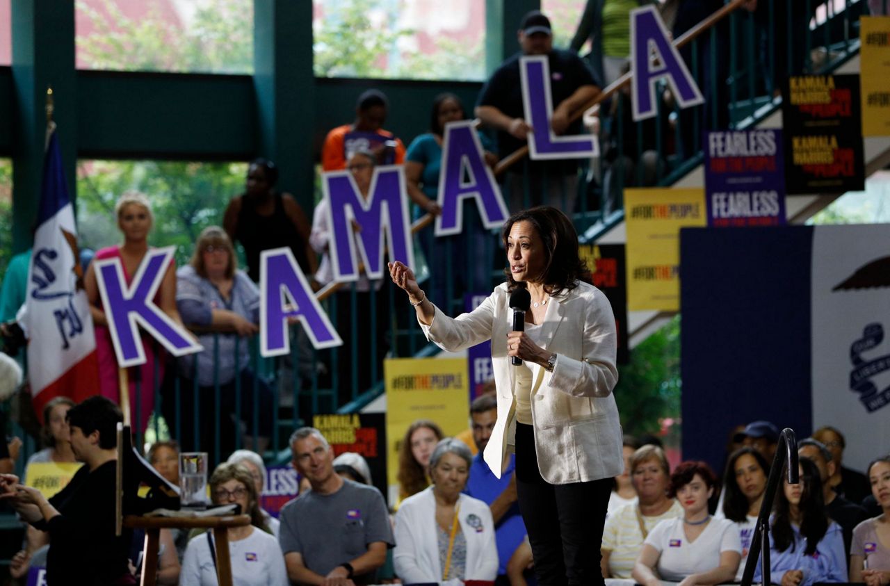 AP Interview: Kamala Harris on her bus tour through Iowa
