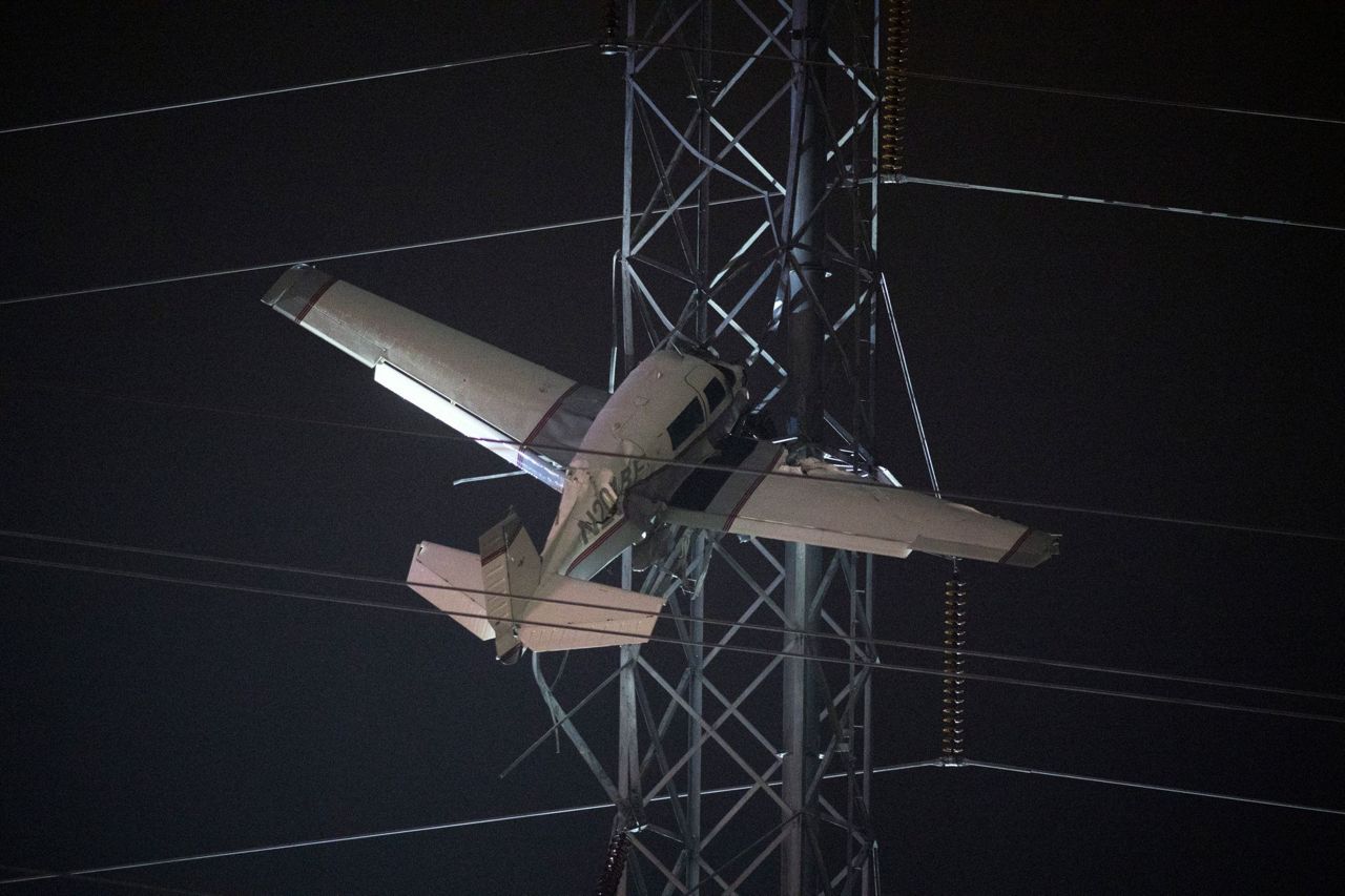 2 rescued after plane hits transmission tower in Maryland