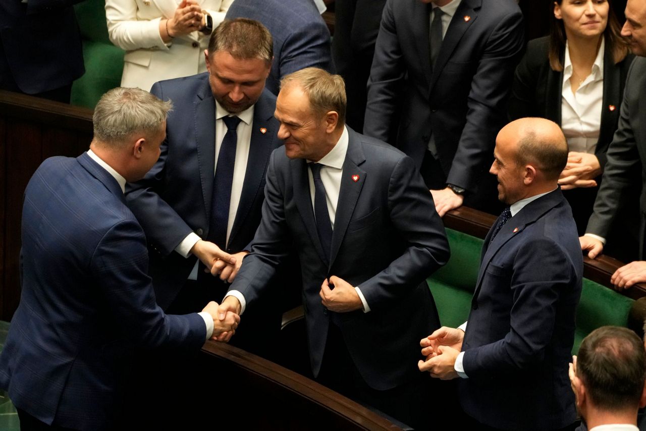 New Polish Prime Minister Donald Tusk is sworn in with his government