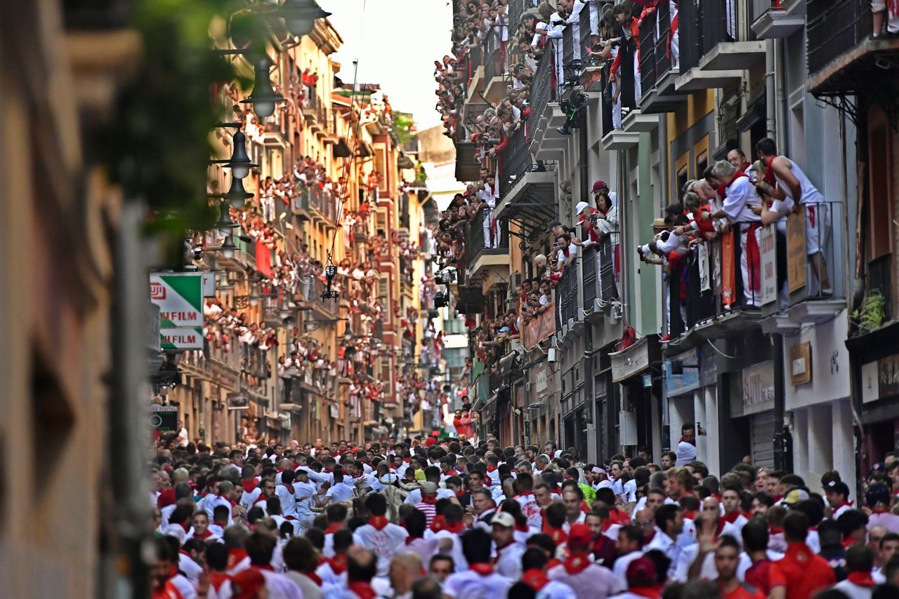 1st bull run in Pamplona in 3 years takes place; no gorings