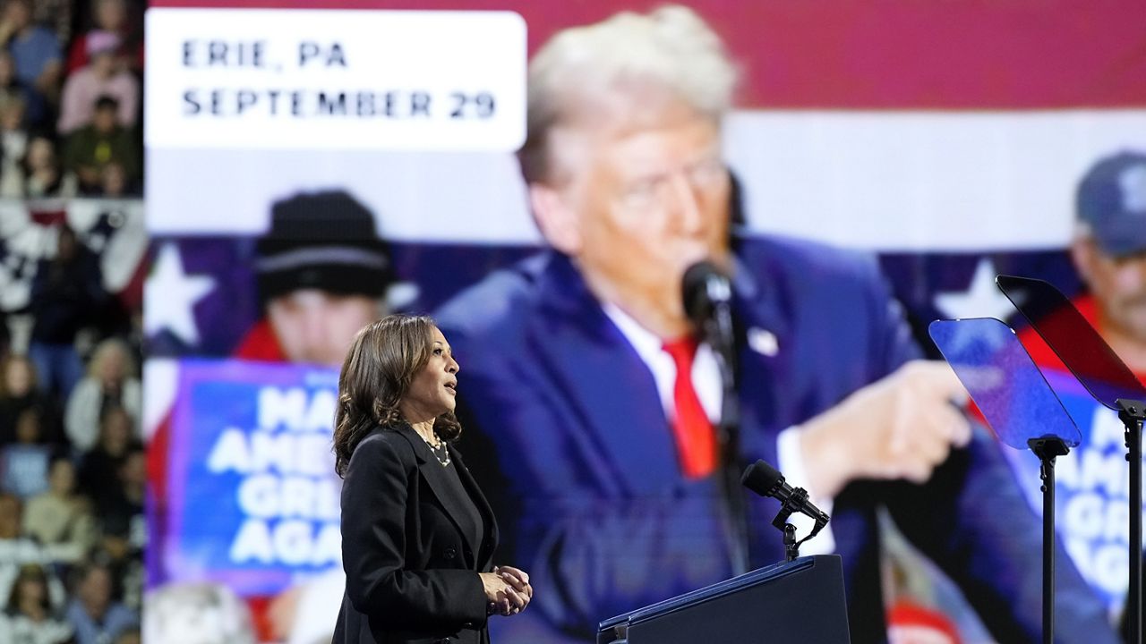 Harris plays Trump's own words to hammer him over rhetoric