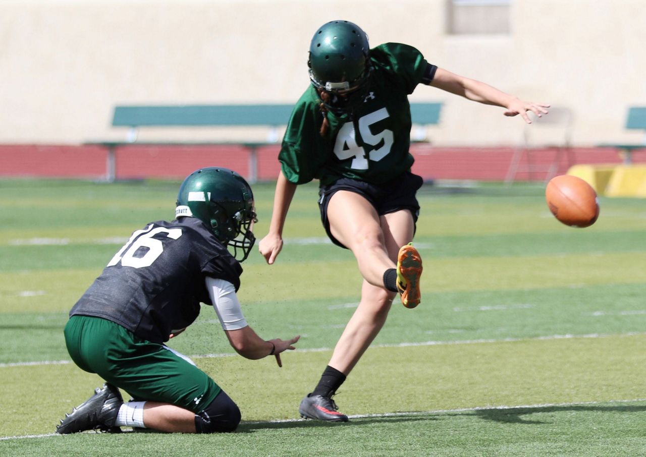 Adams State female football kicker eager to make her mark