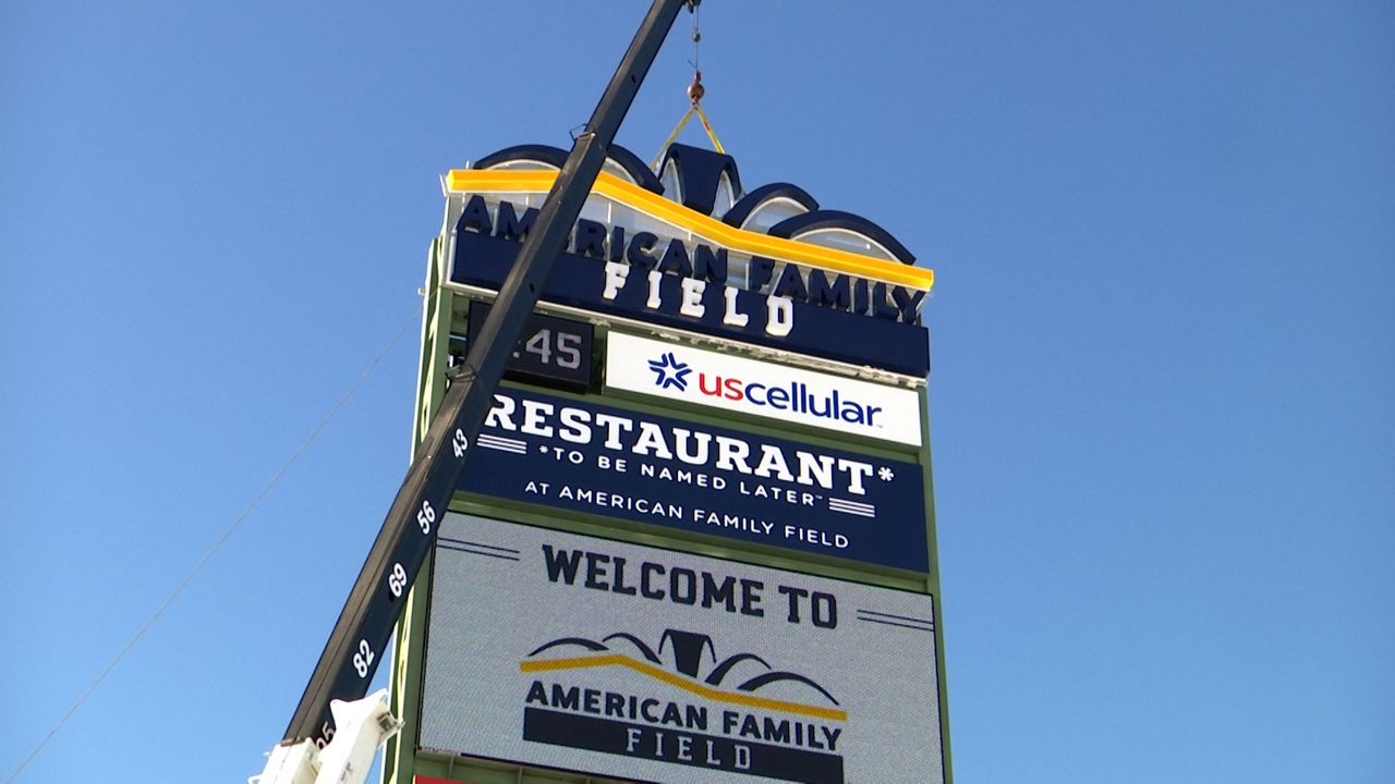 Brewers Install American Family Field Signs