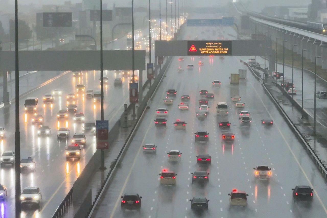 The desert nation of UAE records its most rain ever, flooding highways ...