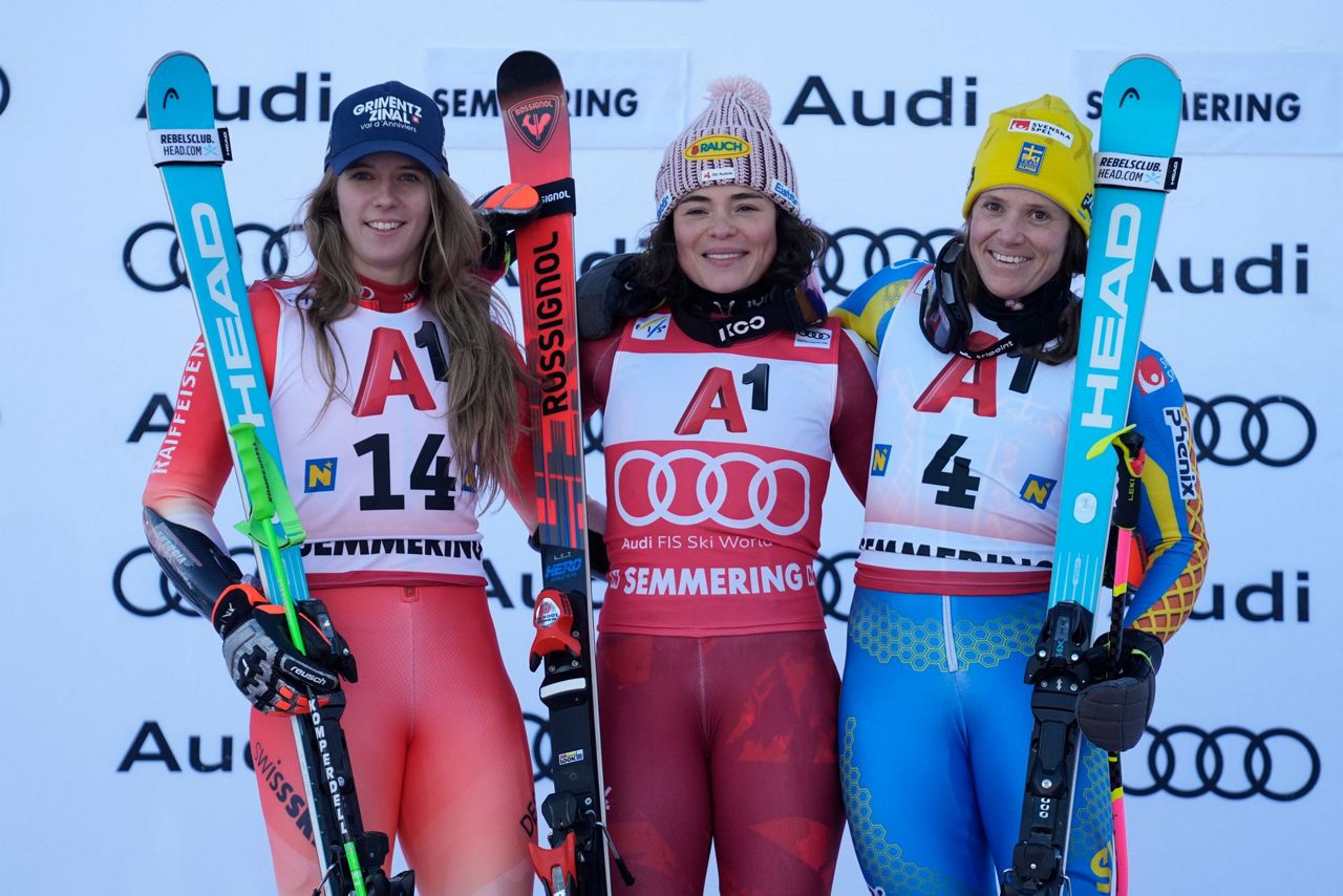 Olympic champion Sara Hector leads World Cup GS after 1st run. Mikaela ...