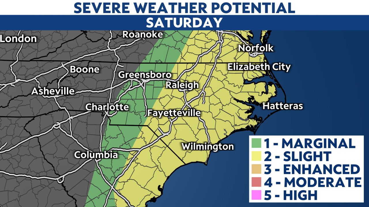 Stormy Saturday forecast for North Carolina