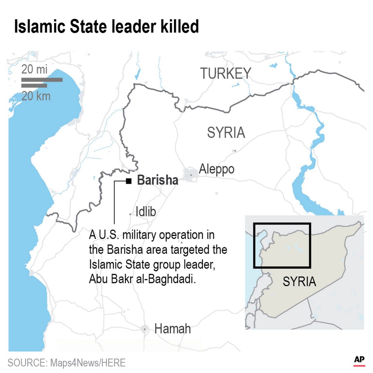 The Latest: Trump says Islamic State leader killed in raid