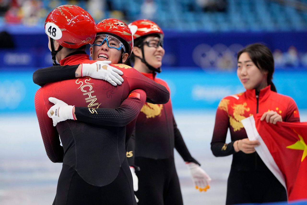 China wins 1st gold of home Olympics in short track relay