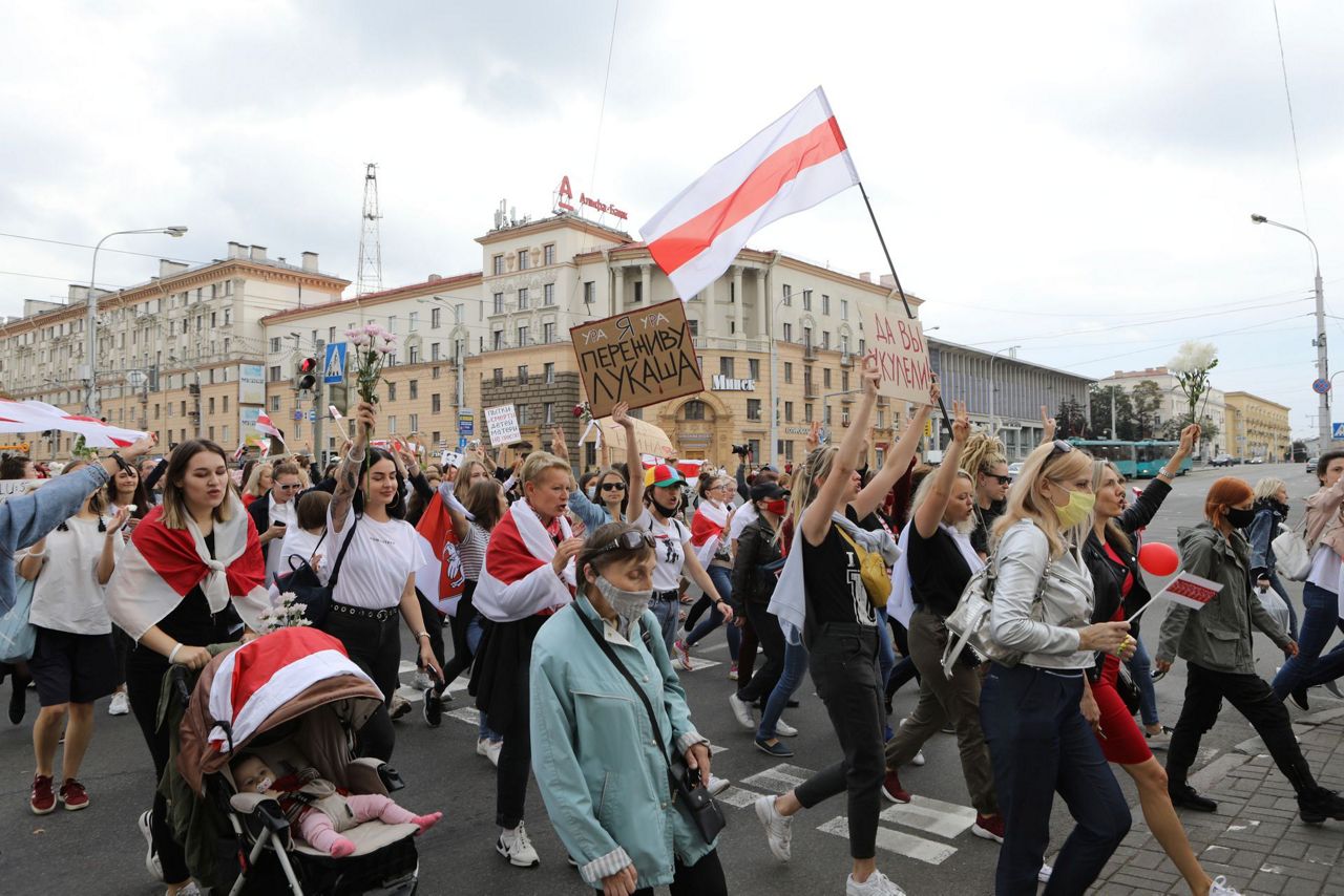 Thousands of women in in Belarus protest against Lukashenko