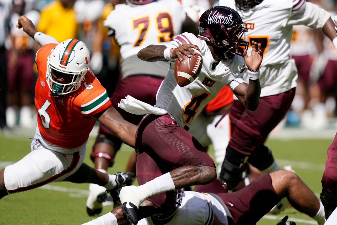 No. 16 Miami routs Bethune-Cookman 70-13 in Cristobal debut