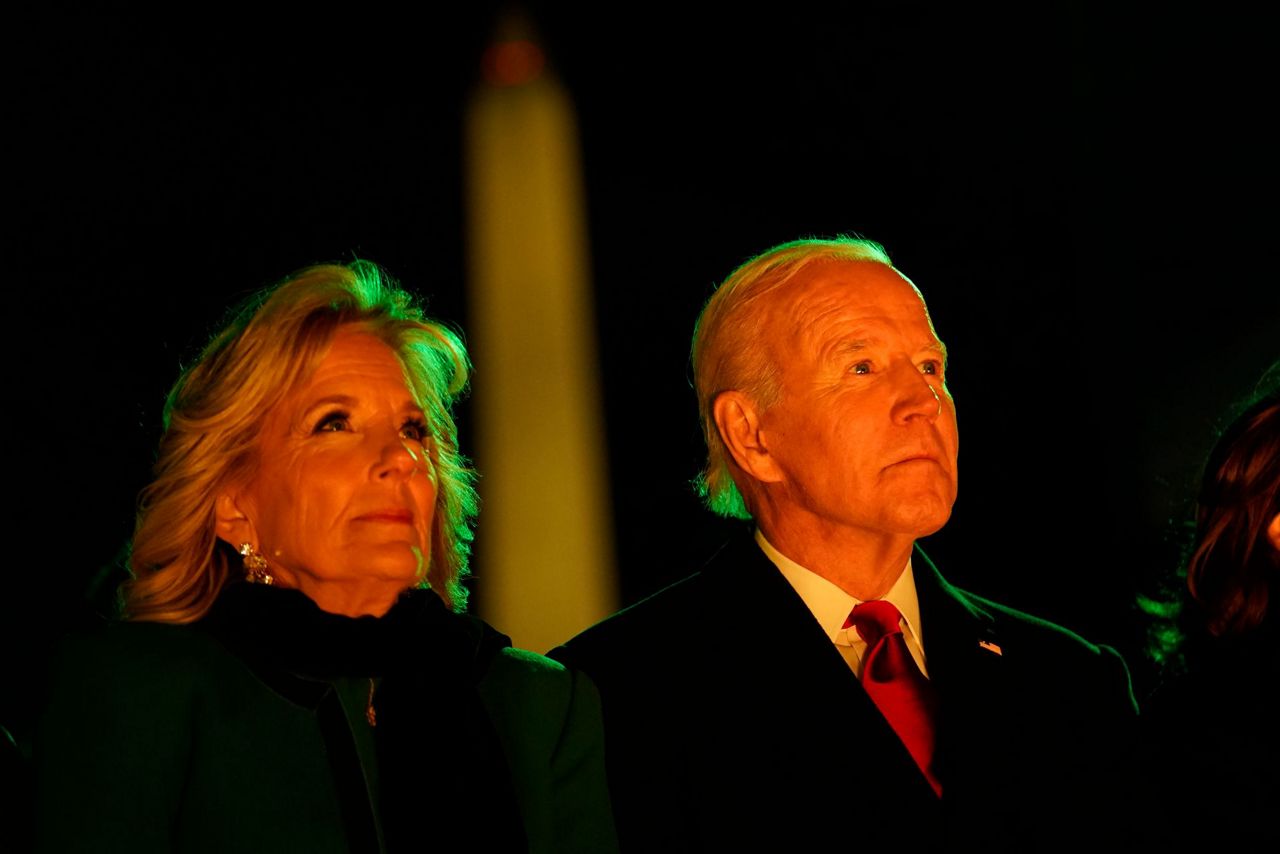 National Christmas Tree blazes to life with Biden lighting
