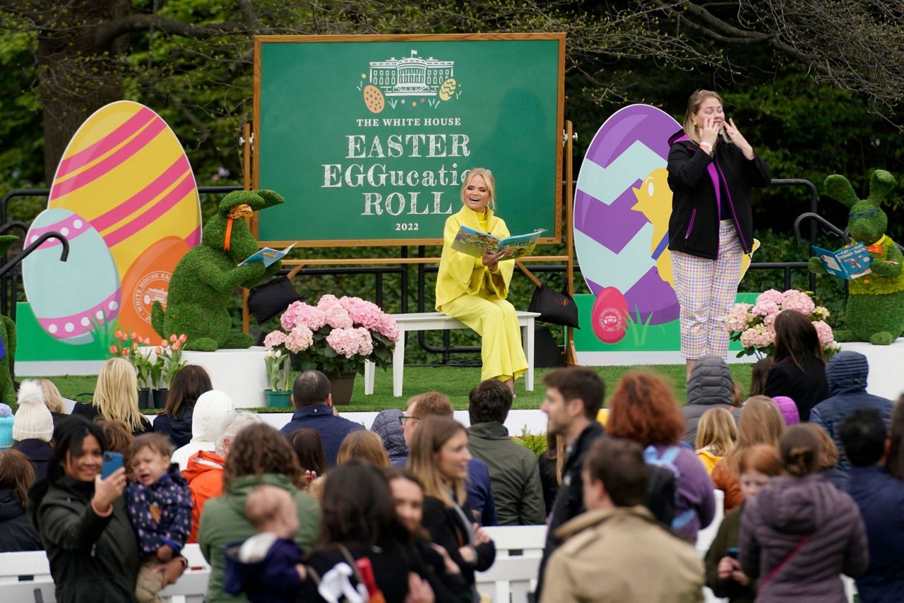 Rain dampens the 1st White House Easter Egg Roll since 2019