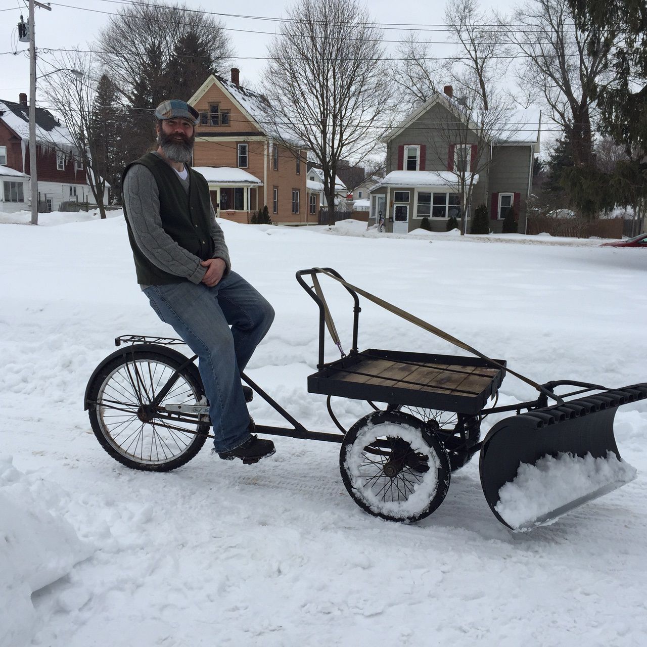 Cortland Man Builds, Uses Bicycle That Plows
