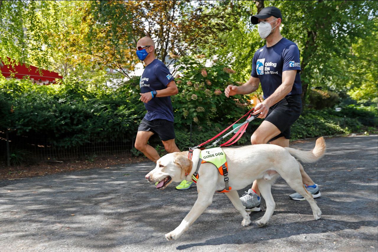 Guide dogs helping blind runners stay fit despite pandemic