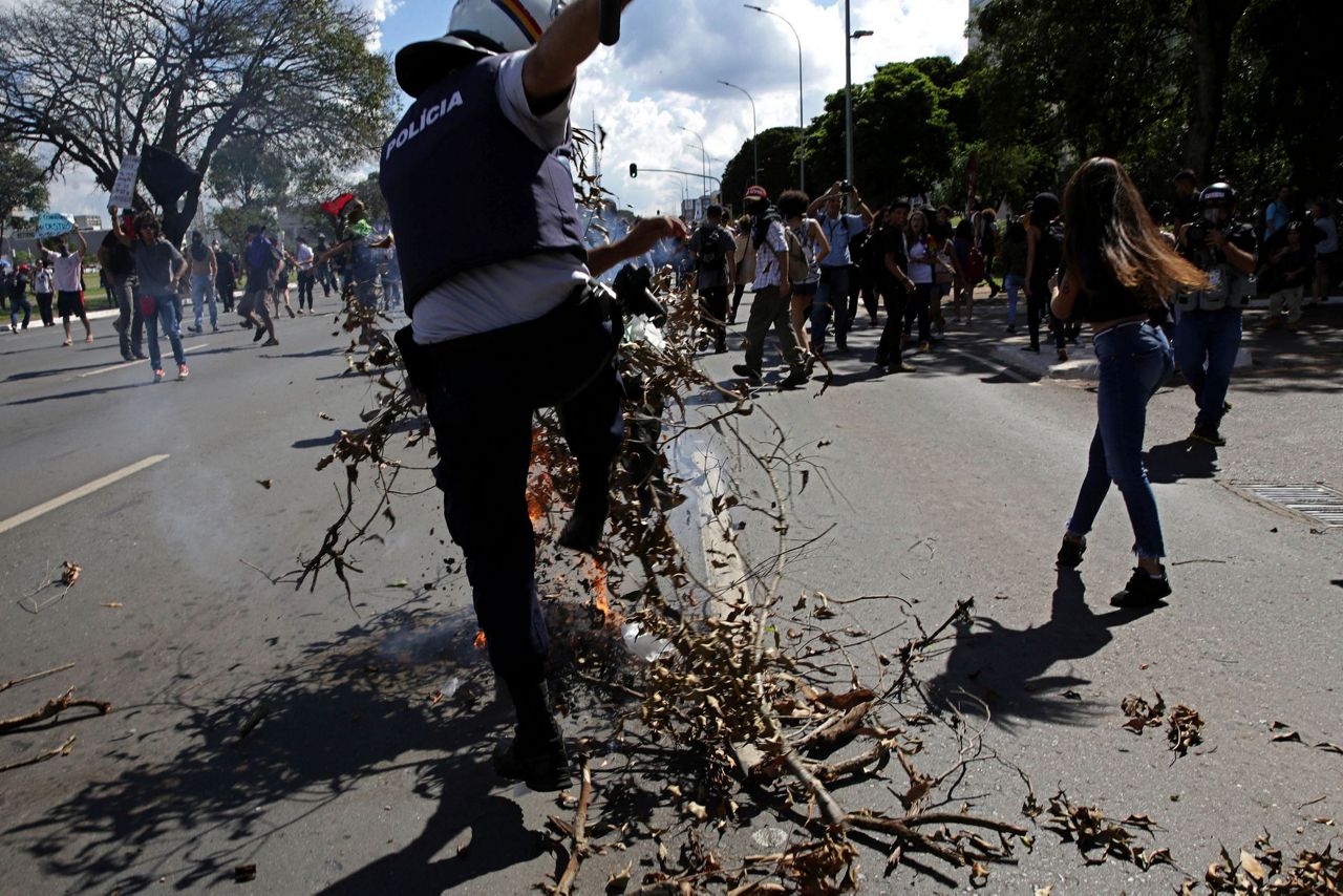 Crowds protest cuts in federal funding for Brazil schools