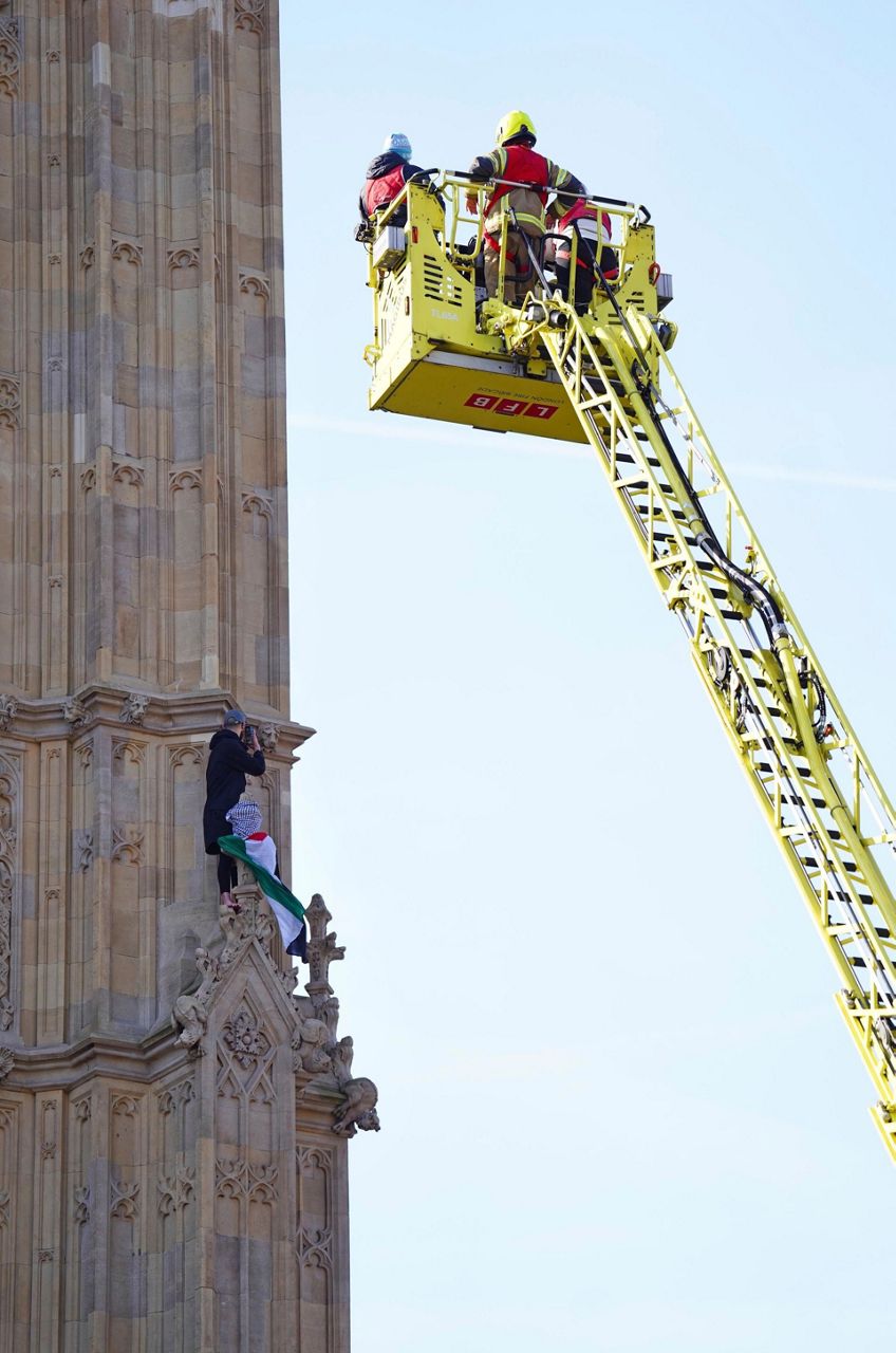 A man with a Palestinian flag who climbed London's Big Ben tower is ...
