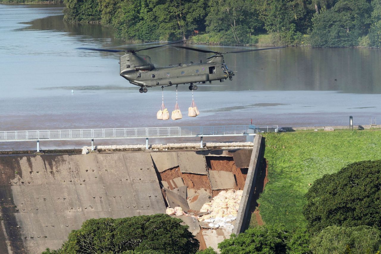 RAF called in to help shore up dam in northwest England